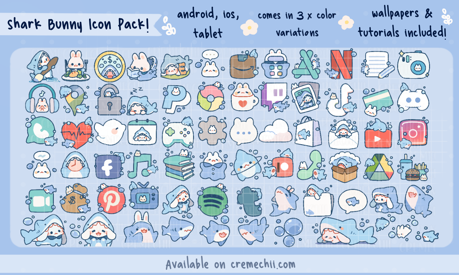Shark Bunny App Icon Set | July 2023 – Cremechii