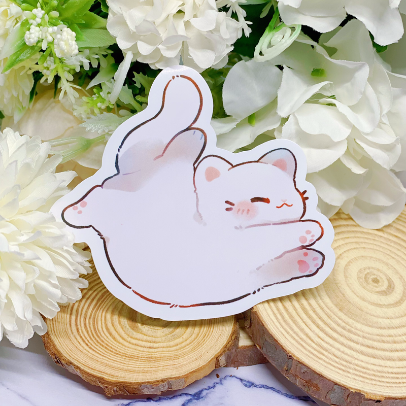 Stretchy Kitty | Waterproof Die-Cut PVC Sticker – Cremechii