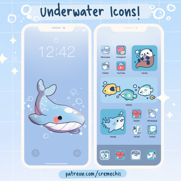 Cute Ocean Creatures App Icon Set | May 2022 – Cremechii